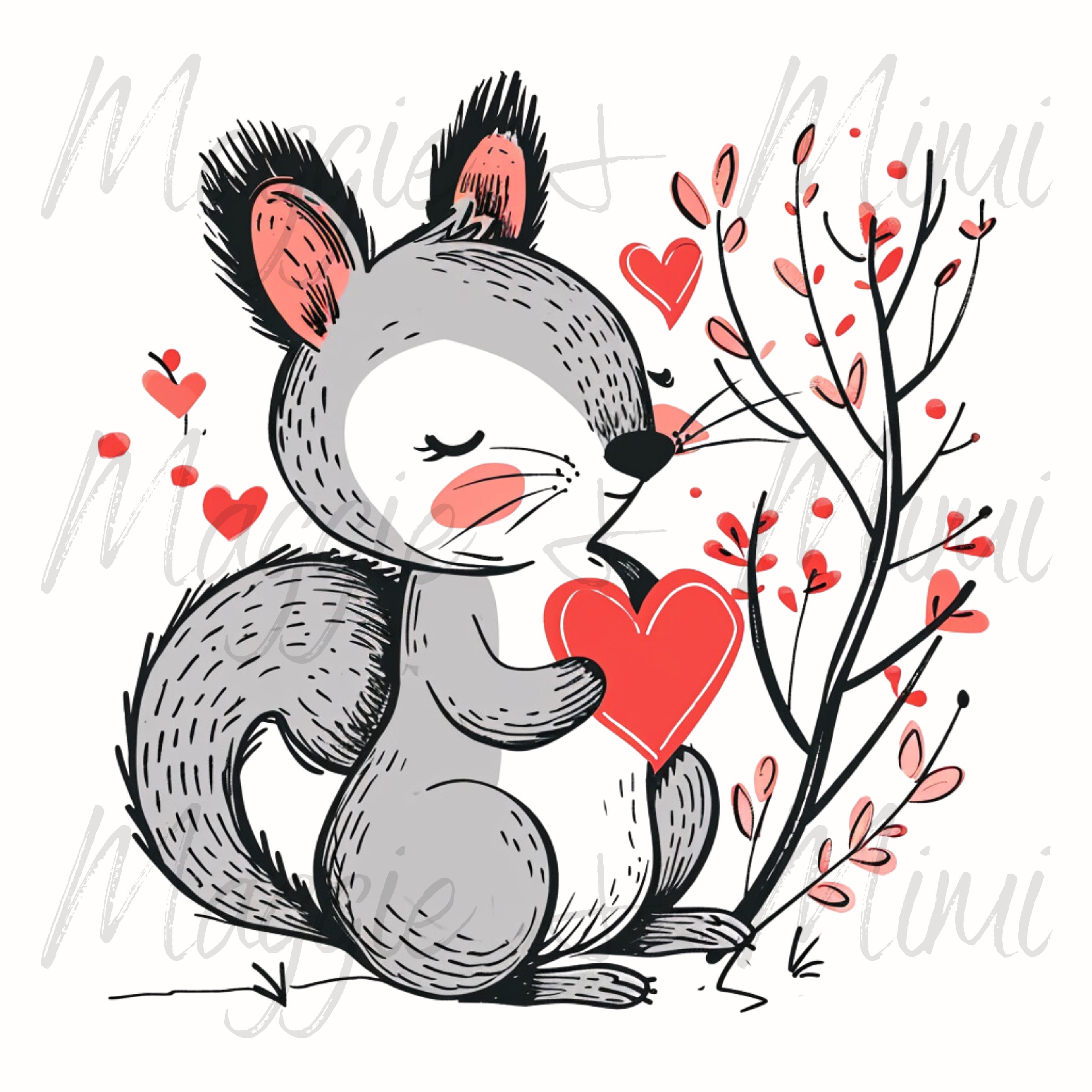 Valentines Woodland Clipart, Woodland Animals, Set of 9 PNGS With ...
