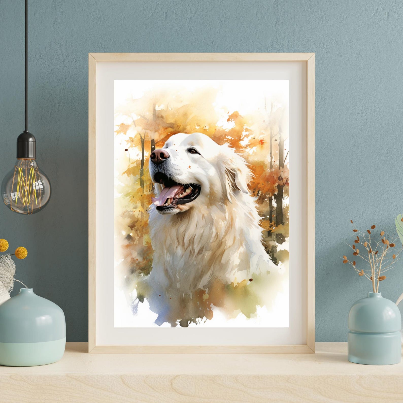 Great Pyrenees Watercolor Art Print | Printable Pet Lover Decor & Gifts ...
