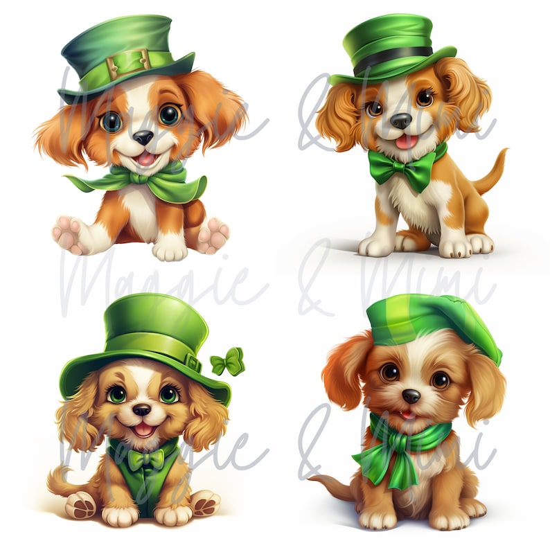 St Patrick Day Dog Clipart Bundle, Set of 16 PNGS Transparent ...