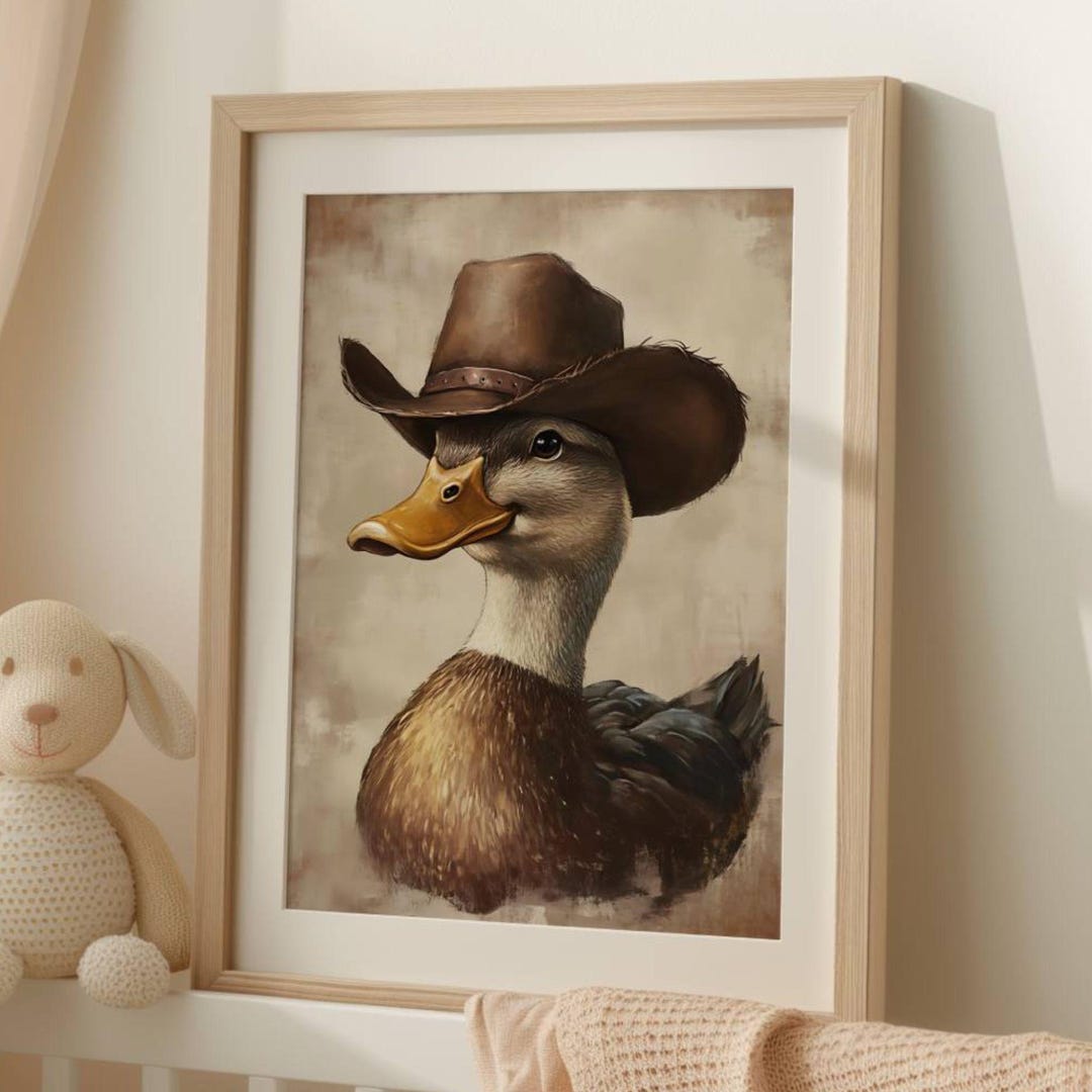 Cowboy Duck Nursery Print: Silly Western Art (digital Download) - Etsy
