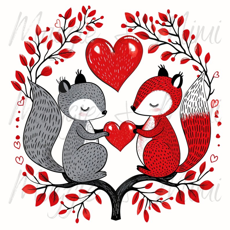 Valentines Woodland Clipart, Woodland Animals, Set of 9 PNGS With ...