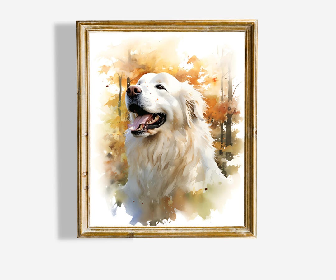 Great Pyrenees Watercolor Art Print | Printable Pet Lover Decor & Gifts ...