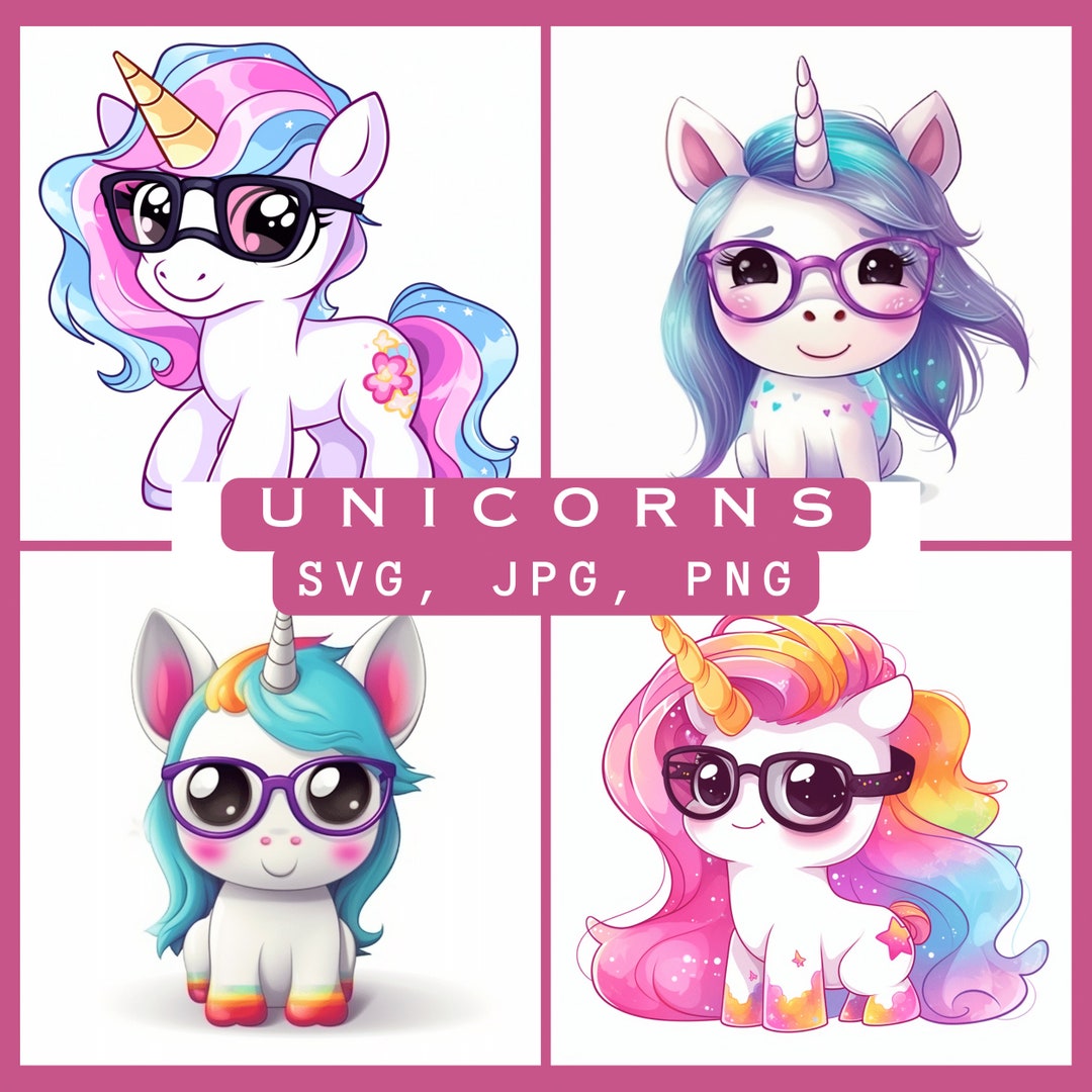 Magical Unicorn Clipart Set 4 SVG, JPG, PNG Files With Transparent ...