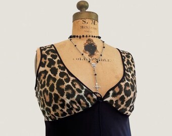 2000s Leopard Print Satin Tan Brown Black Open Back Evening Gown // Y2K ...