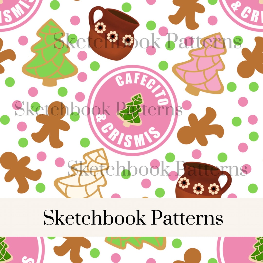 Cafecito Y Crismis Christmas Seamless Pattern Digital File JPEG - Etsy