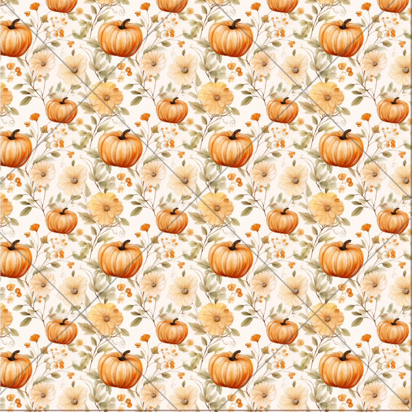 Pumpkin Florals Seamless Pattern Digital File RGB JPEG - Etsy