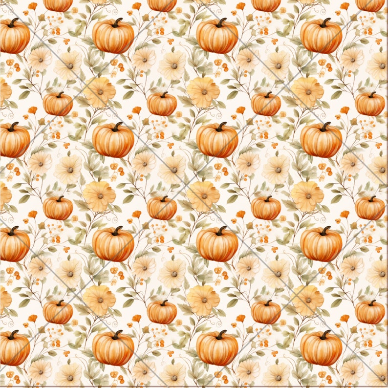 Pumpkin Florals Seamless Pattern Digital File RGB JPEG - Etsy