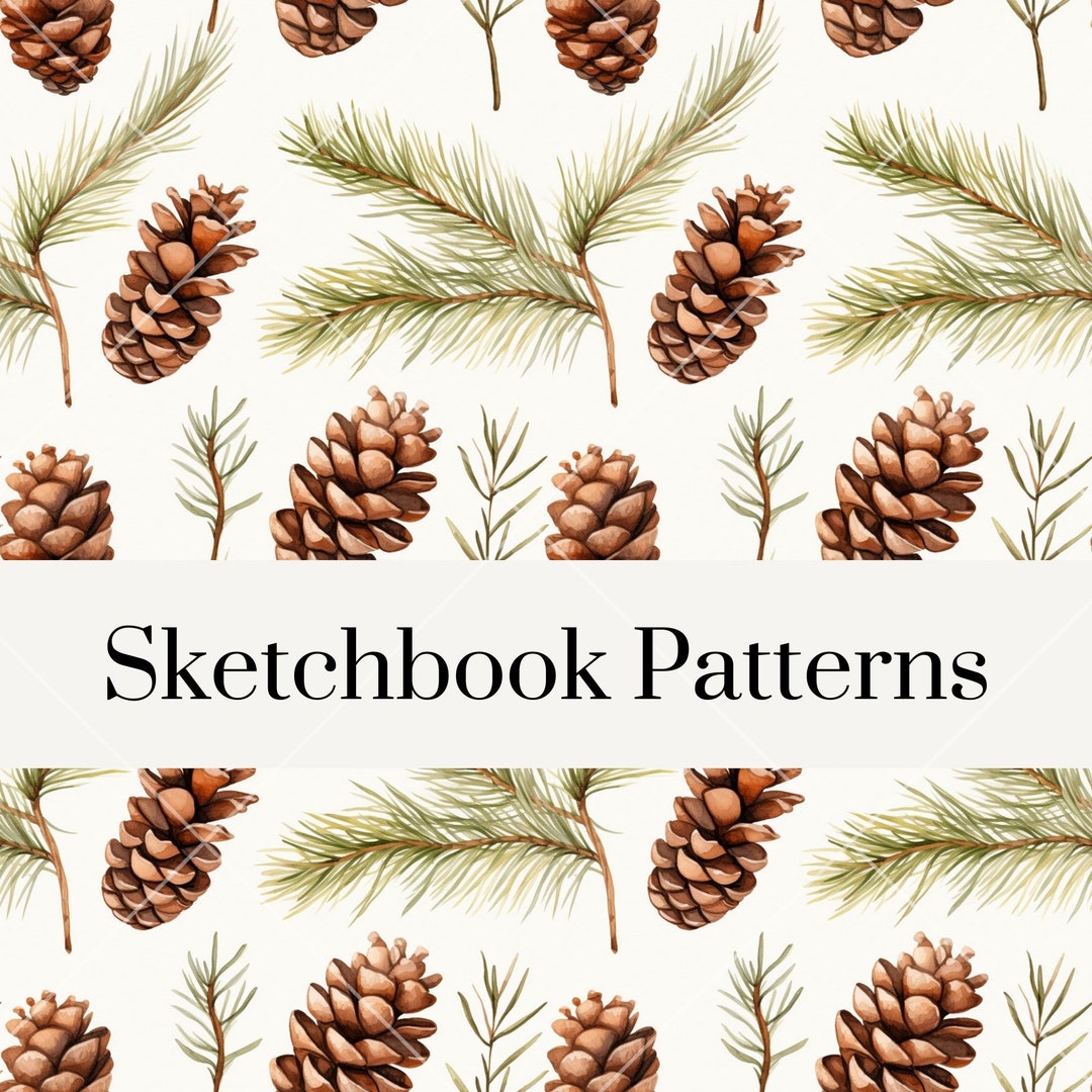 Watercolor Pine Cones Pine Needles Seamless Pattern Digital File RGB ...