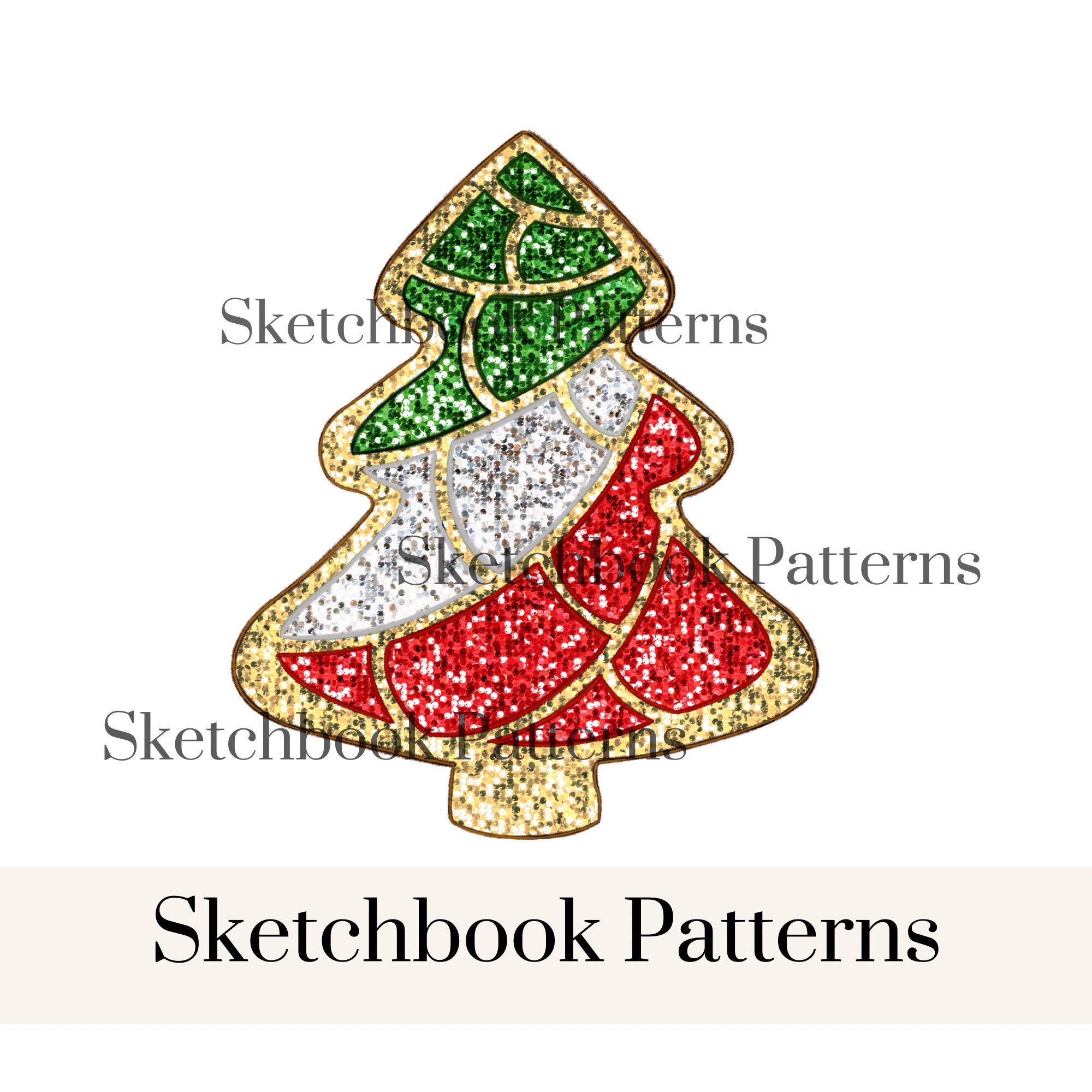 Mexican Flag Christmas Tree Concha Faux Sequins Green White Red ...