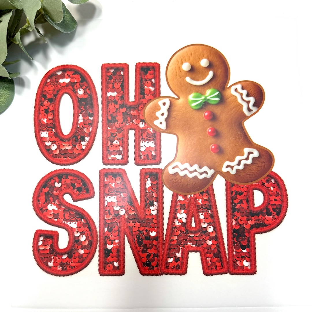 Oh Snap Gingerbread Man Boy Christmas DTF Transfer Ready to Press - Etsy