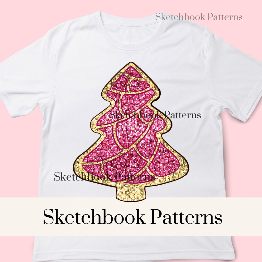 Pink Christmas Tree Concha Faux Sequins Glitter Christmas Design File ...