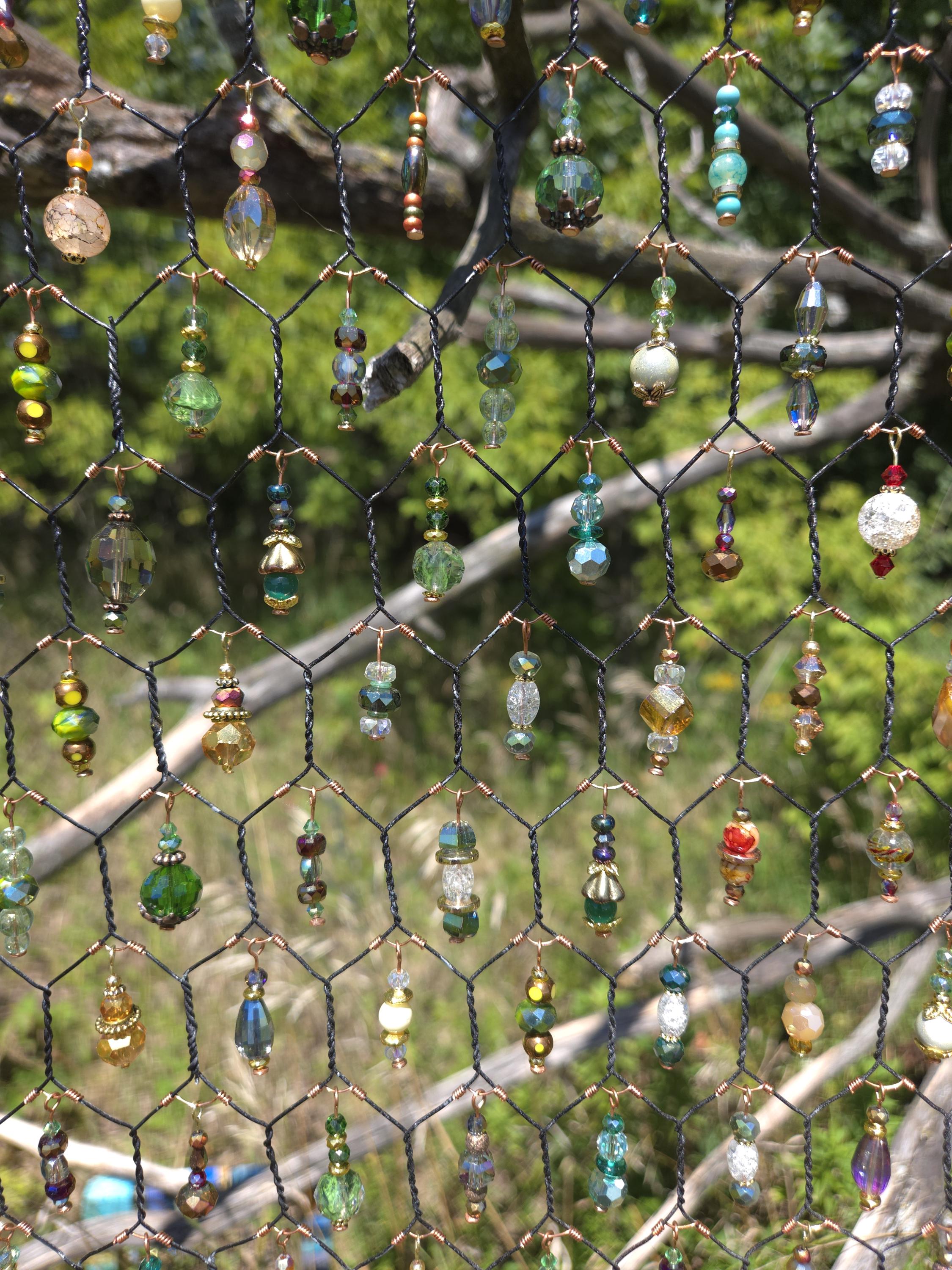 Green and Gold Chicken Wire Suncatcher in Patchwork Frame - Etsy
