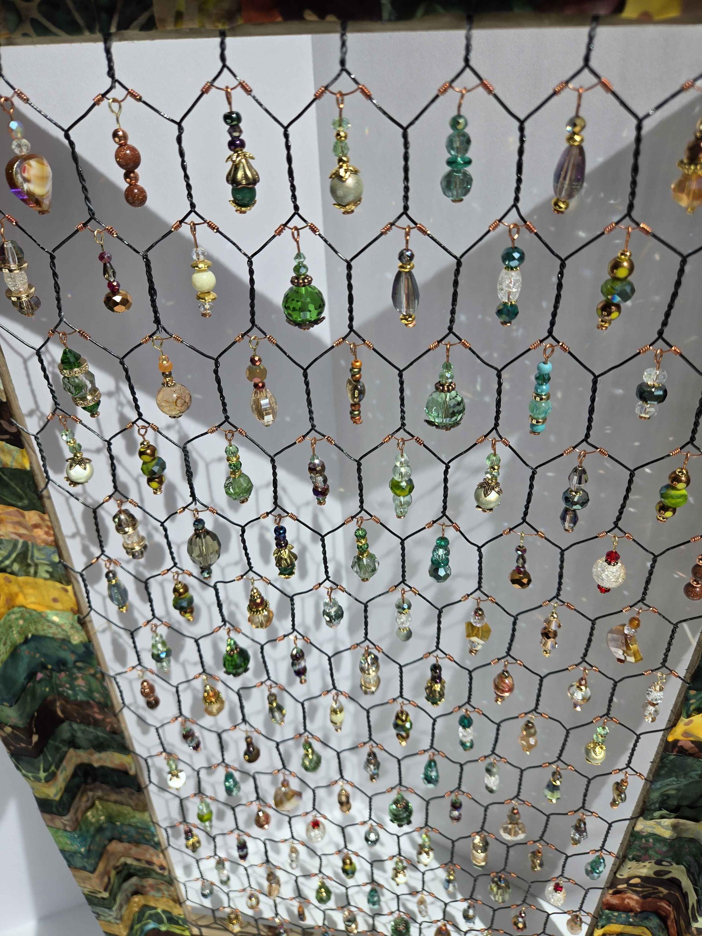 Green and Gold Chicken Wire Suncatcher in Patchwork Frame - Etsy