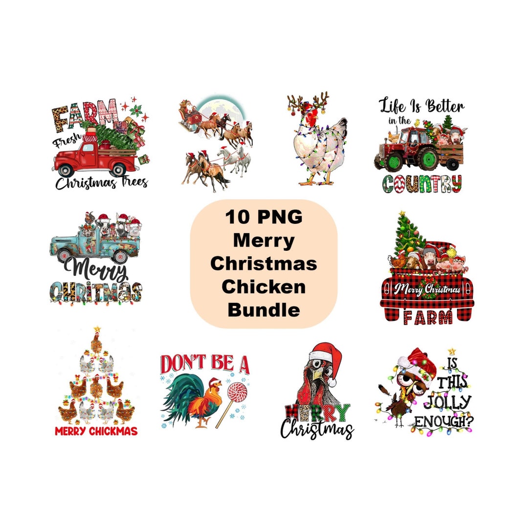 10 PNG Merry Christmas Chicken Bundle Chicken Lover Farmer - Etsy
