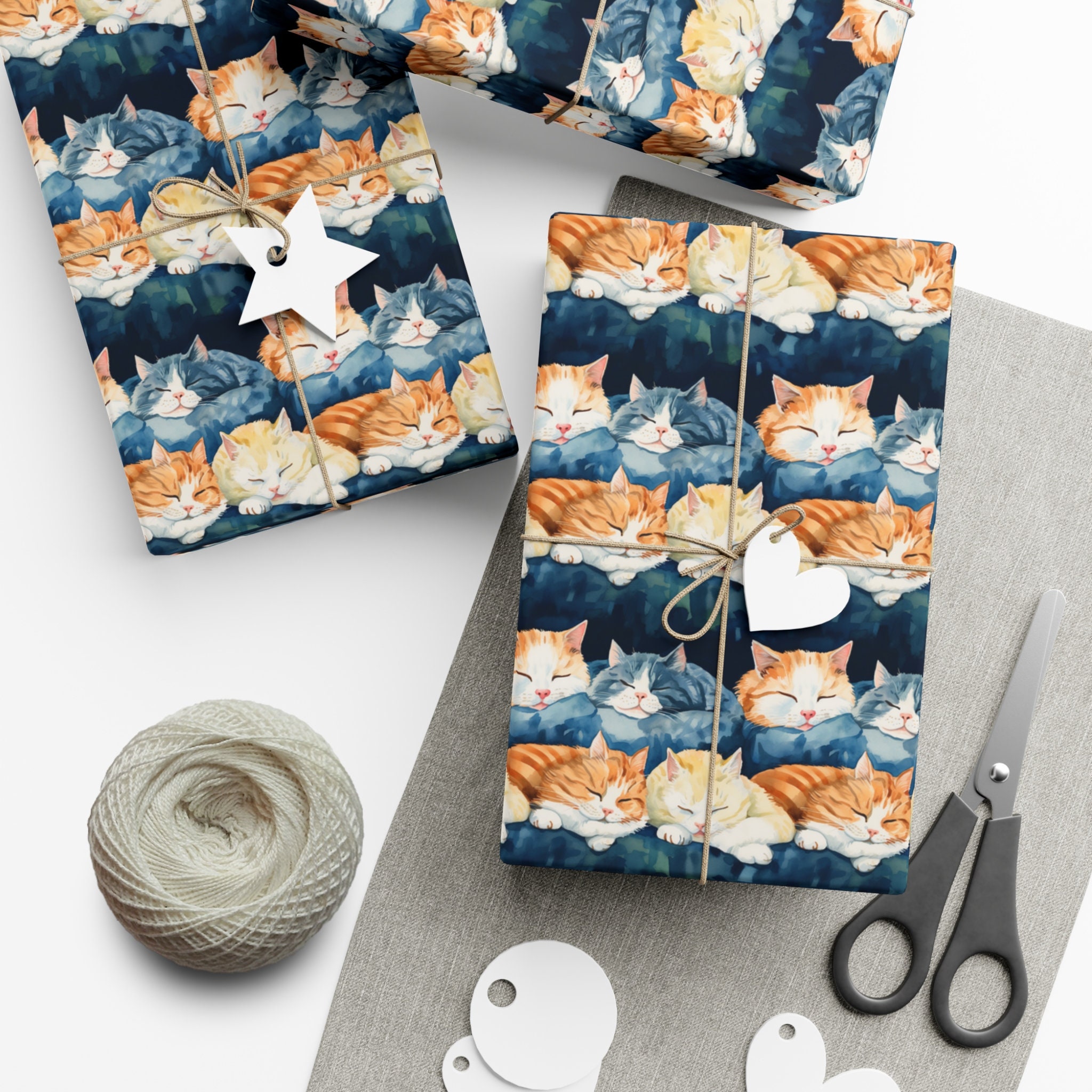 Goofy Lazy Kitty Cat Taking a Nap- Wrapping Paper sold by Elisabetta ...