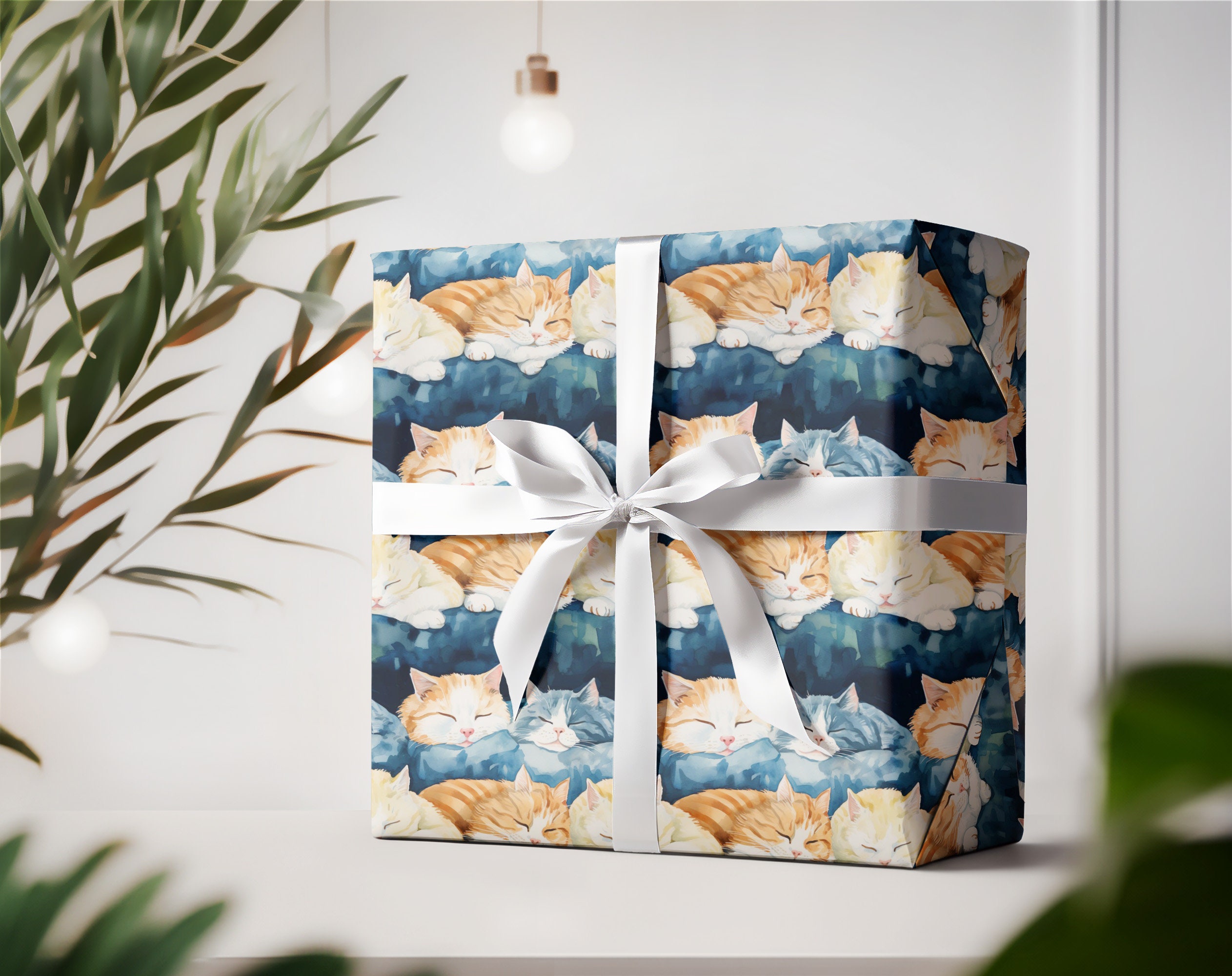 Goofy Lazy Kitty Cat Taking a Nap- Wrapping Paper sold by Elisabetta ...