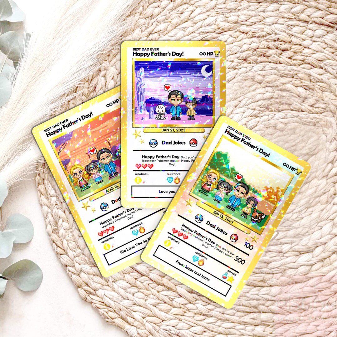 Custom Father's Day PKM Card, Custom Poke Anniversary Card, Father's ...