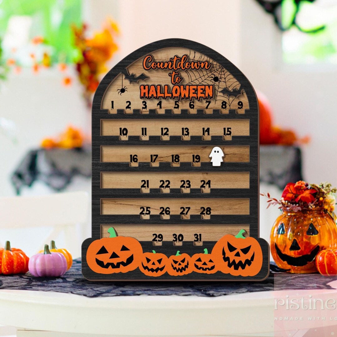 Halloween Countdown Board Calendar With Moveable Ghost, Halloween Decor ...