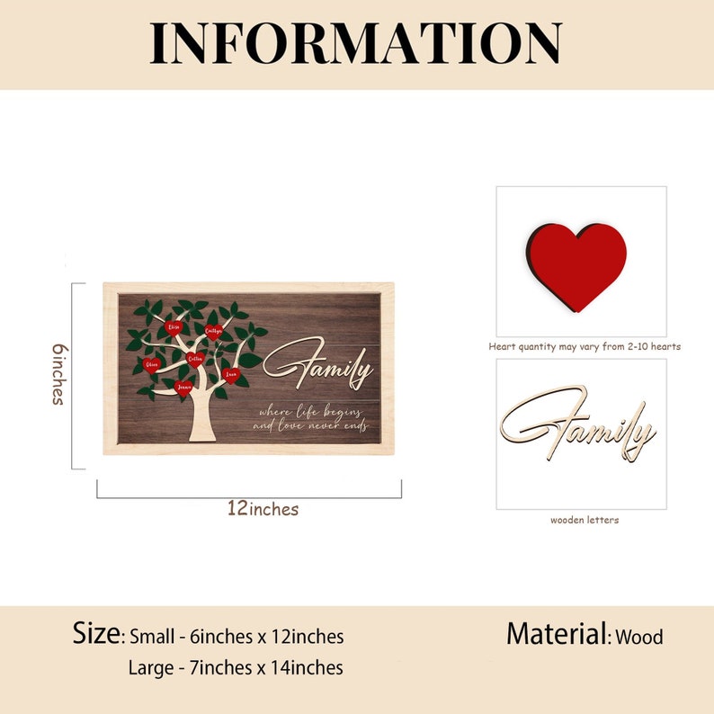 Personalized Family Tree Sign With Names, Custom Mothers Day Gift ...