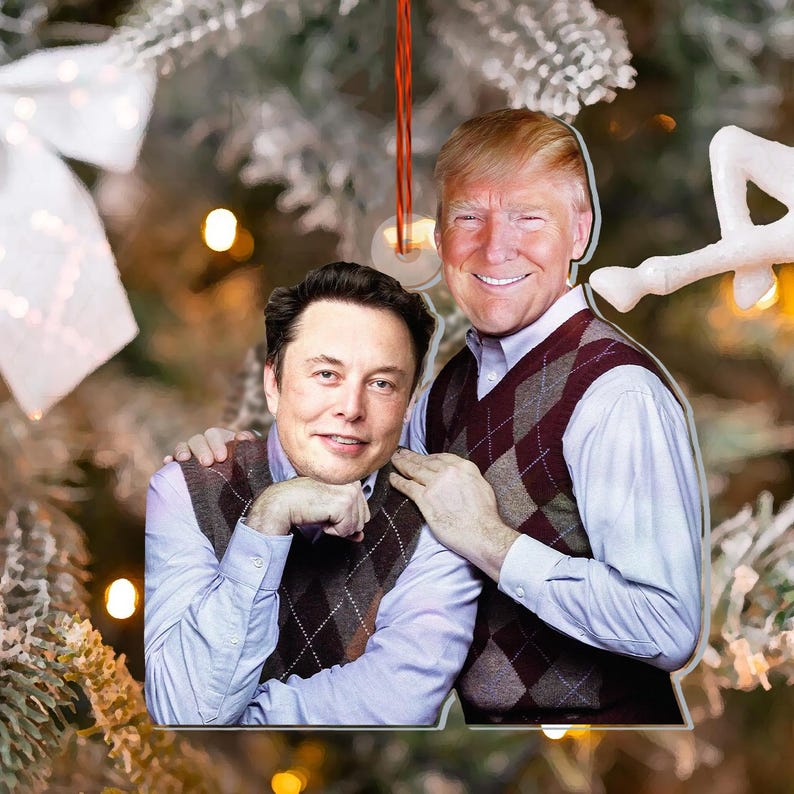Funny Trump & Elon Musk Acrylic Christmas Ornament, Unique Ornament ...
