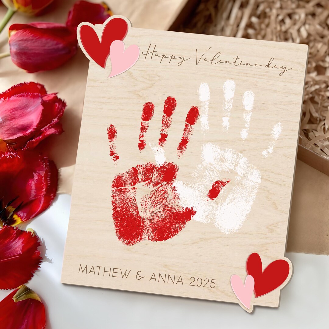 Couple Valentine's Day, Couple's Handprint Keepsake Sign, Custom Name ...