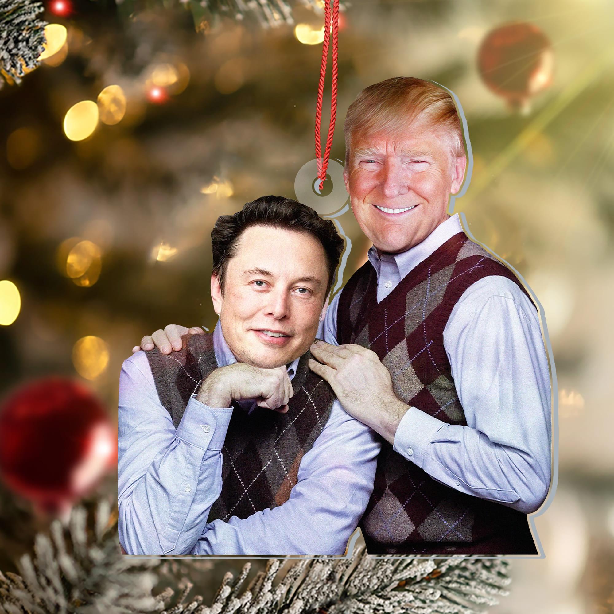 Funny Trump & Elon Musk Acrylic Christmas Ornament, Unique Ornament ...
