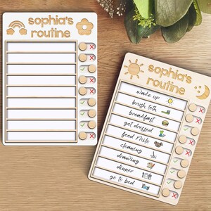 Personalized Wooden Daily Responsibility Board, Cute Routine Chart for ...