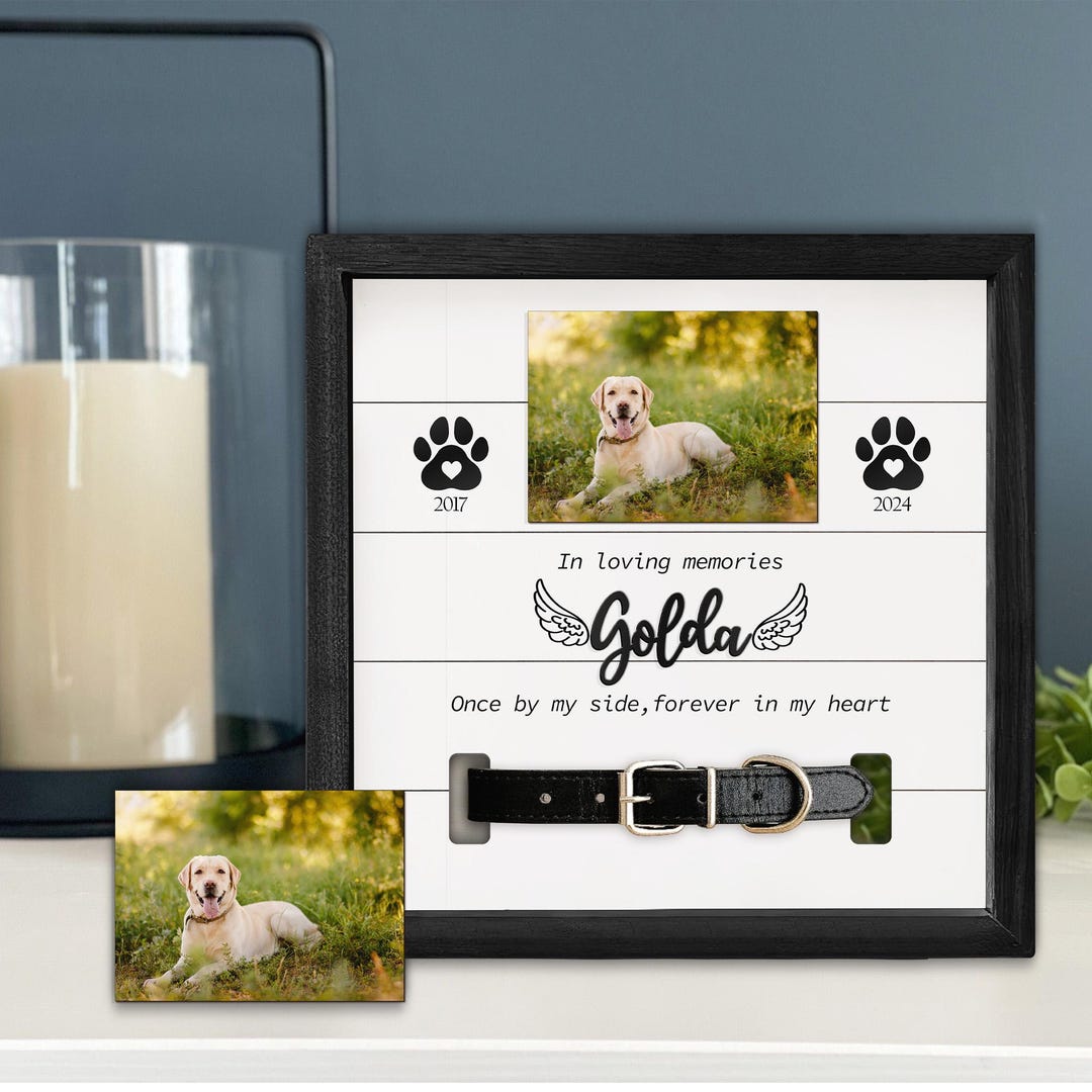 Personalized Pet Memorial Sign With Photo, Wooden Dog Memorial Frame ...