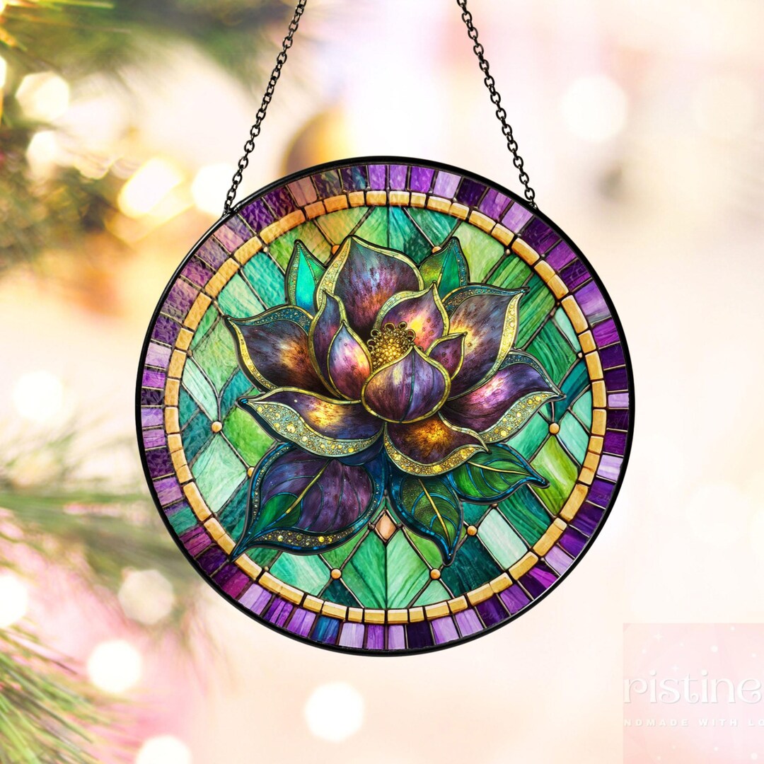 Mardi Gras Magnolia Glass Suncatcher, Mardi Gras Glass Window Hangings ...