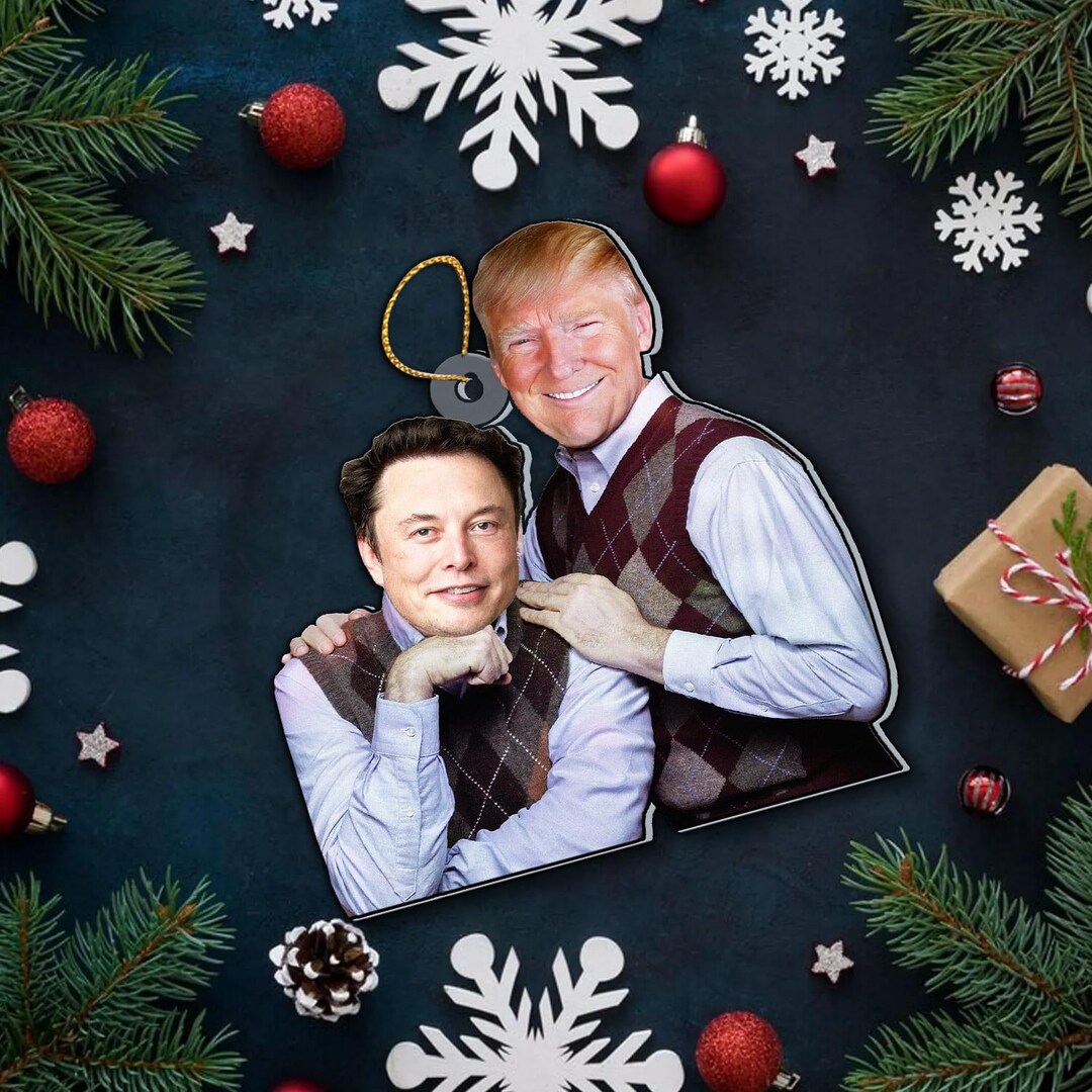 Funny Trump & Elon Musk Acrylic Christmas Ornament, Unique Ornament ...