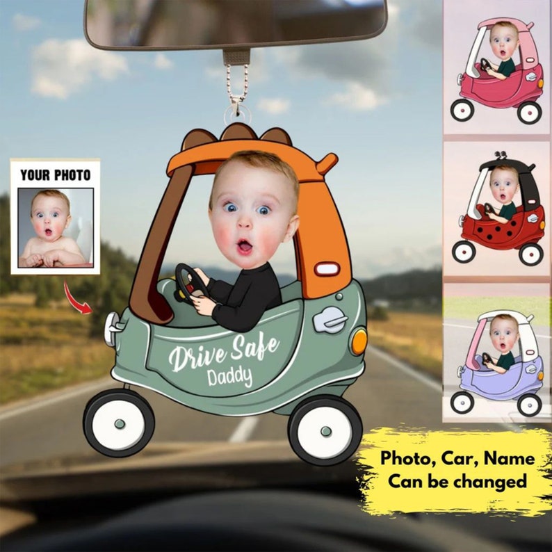 Custom Car Photo Ornament, Drive Safe Daddy Car Hanger, Drive Safe ...