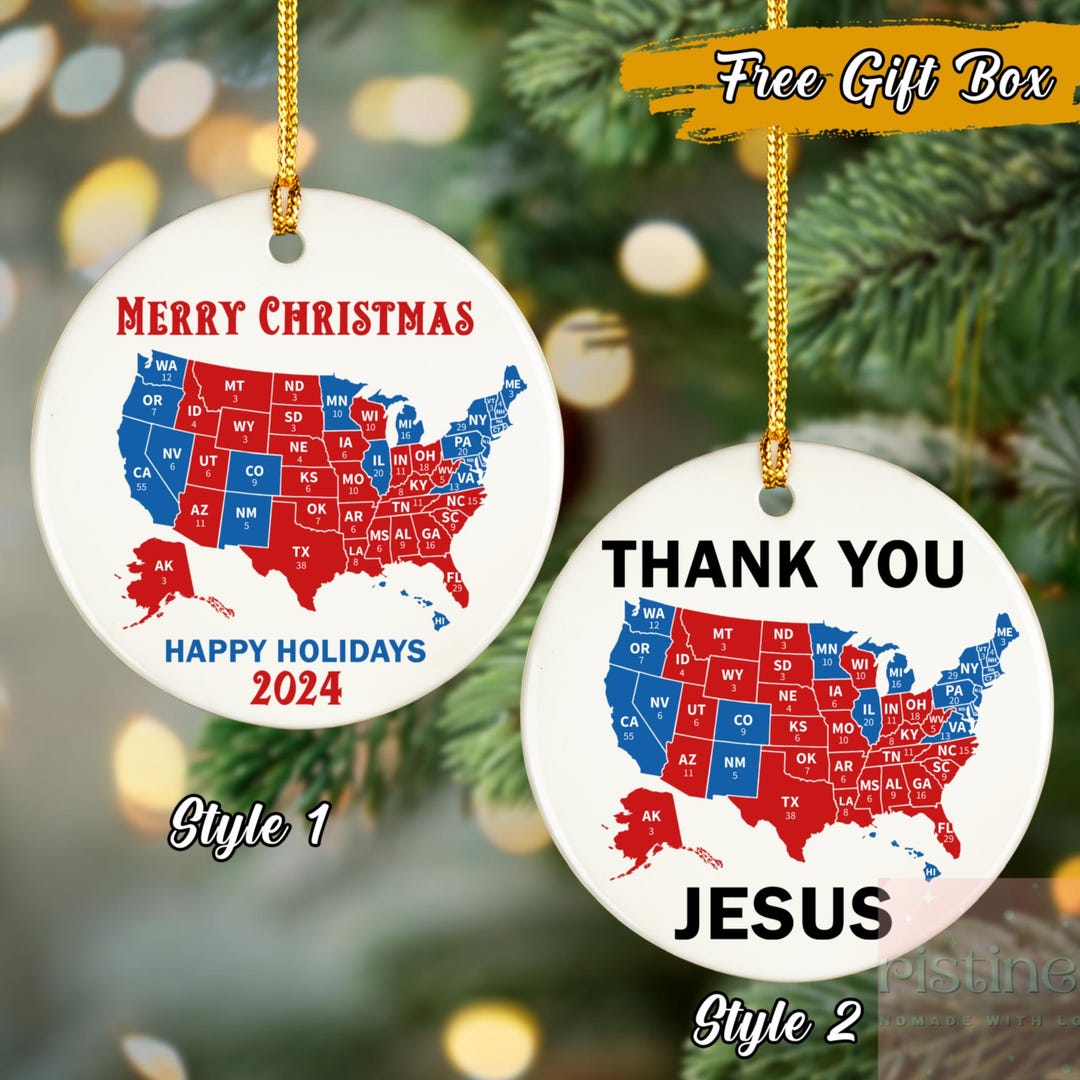 Christian Trump Ornament, Election Map 2024 Ornament, Red Wave ...