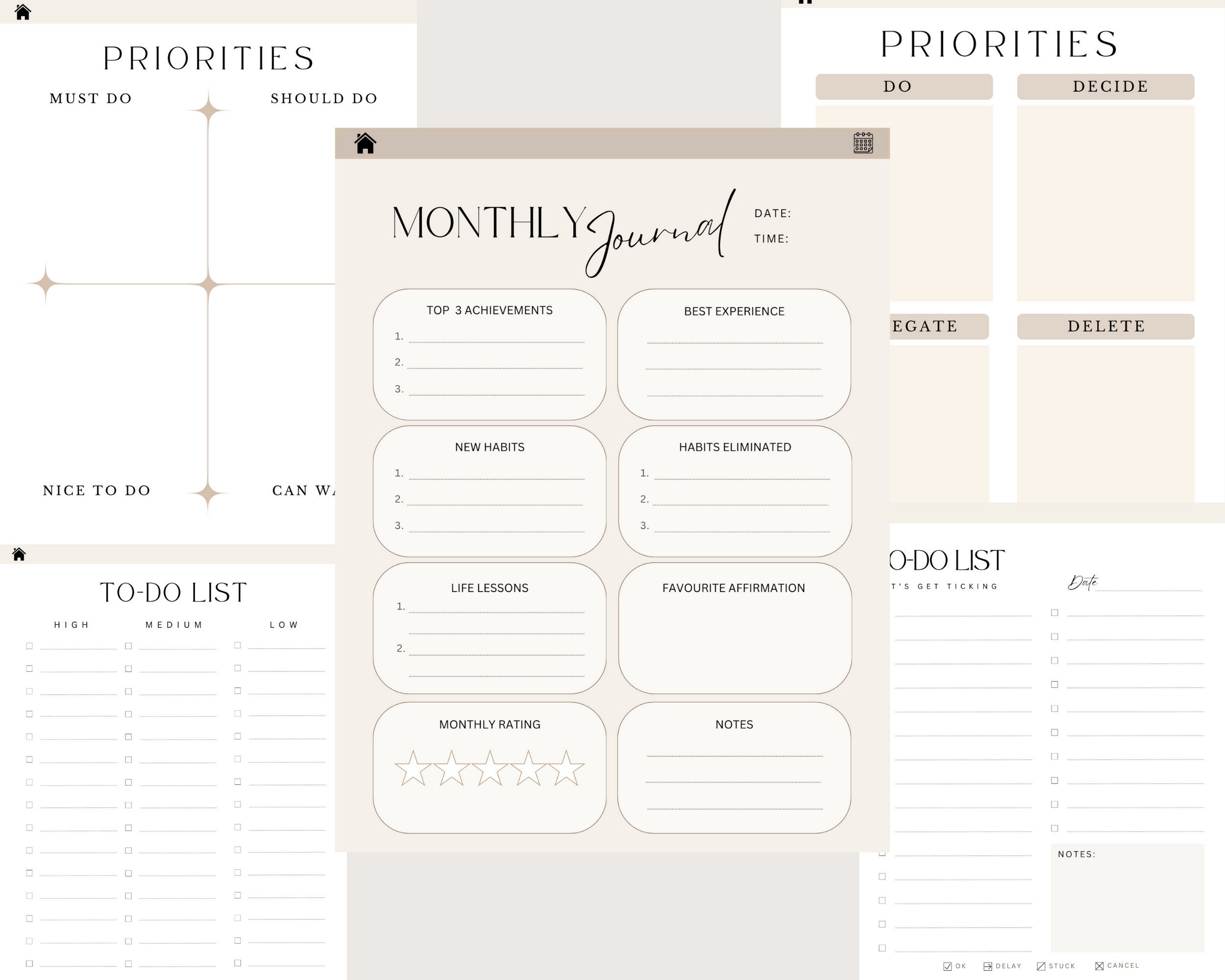 GOAL PLANNER Digital Printable iPad Planner Goodnotes Monthly Weekly ...