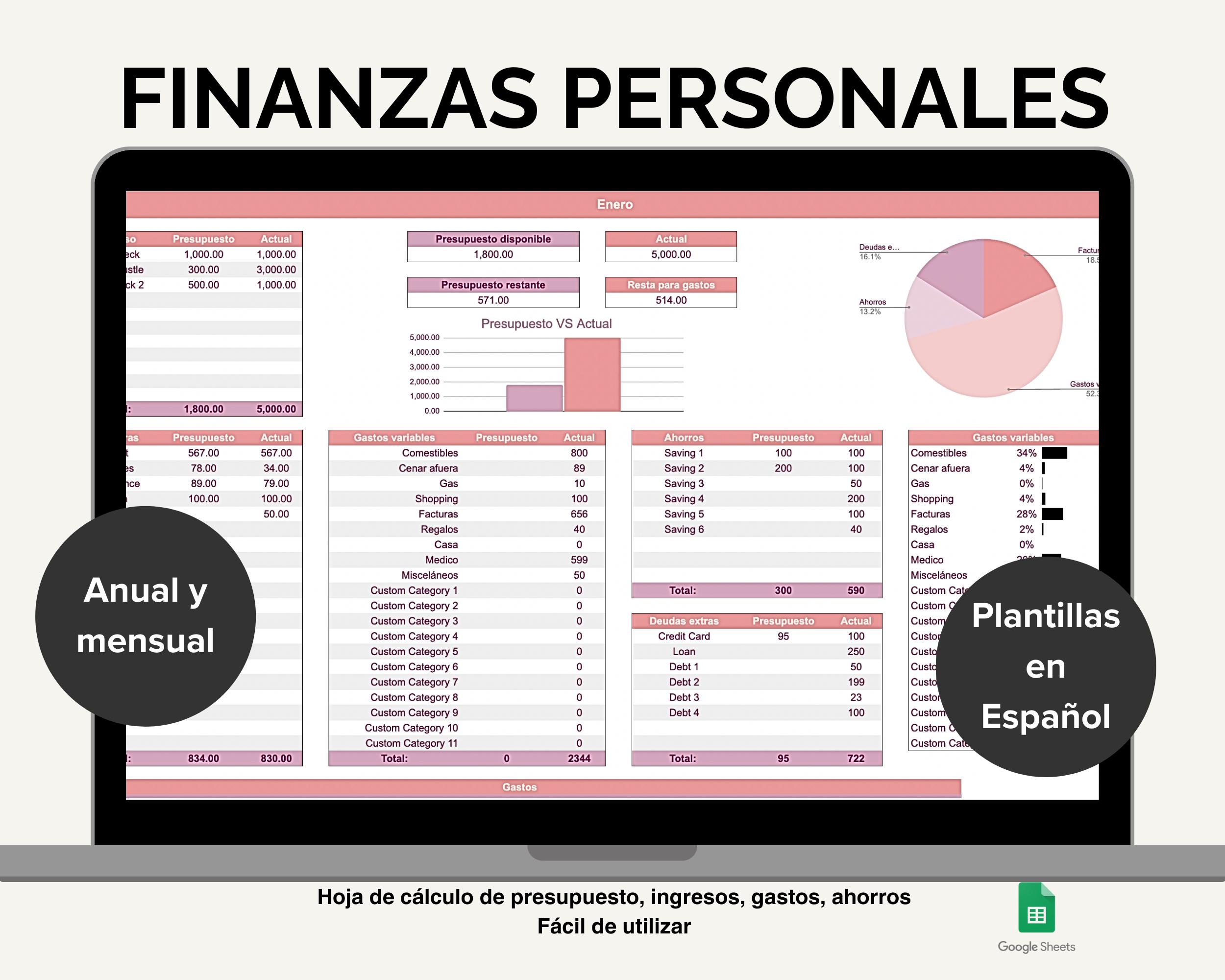 Plantilla Finanzas Personales Plantilla Para Ahorrar Dinero Hoja De Calculo De Presupuesto ...