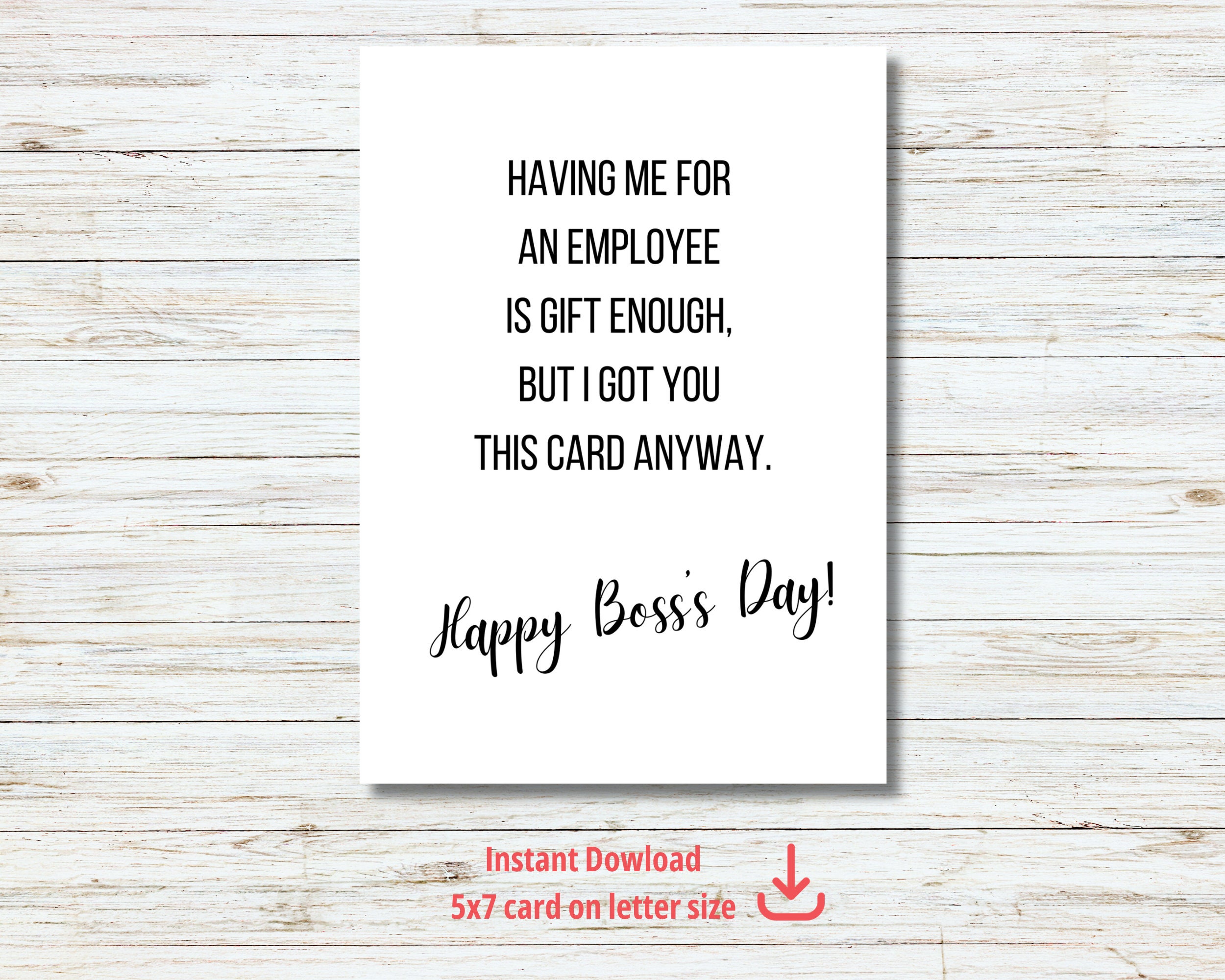 Boss's Day Card Digital Printable Funny Digital Card for Boss Humor ...
