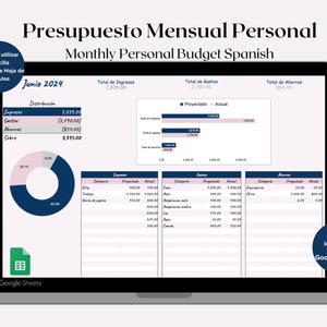 Plantilla De Presupuesto Mensual Monthly Budget Spanish Hoja De ...
