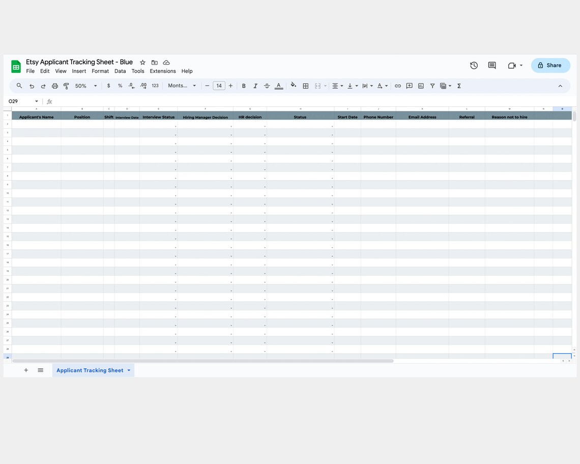 Spreadsheet to Track Applicants Recruitment Tracker Sheet for Human ...