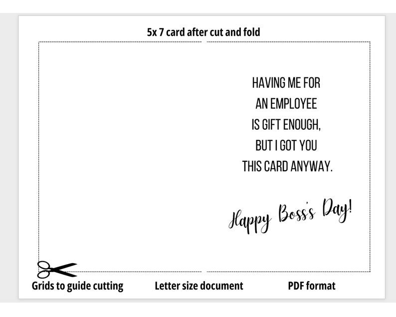Boss's Day Card Digital Printable Funny Digital Card for Boss Humor ...