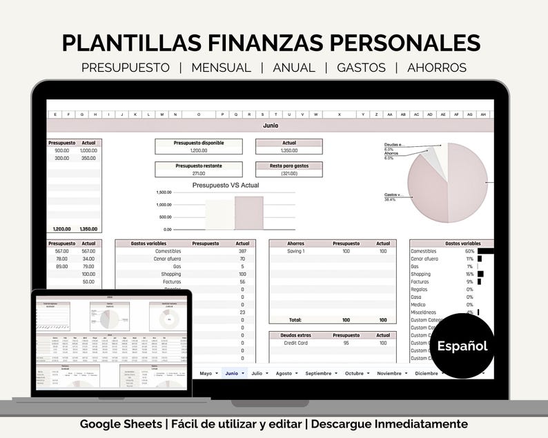 Plantilla De Presupuesto Mensual Y Anual Plantilla Para Ahorrar Dinero Hoja De Calculo ...