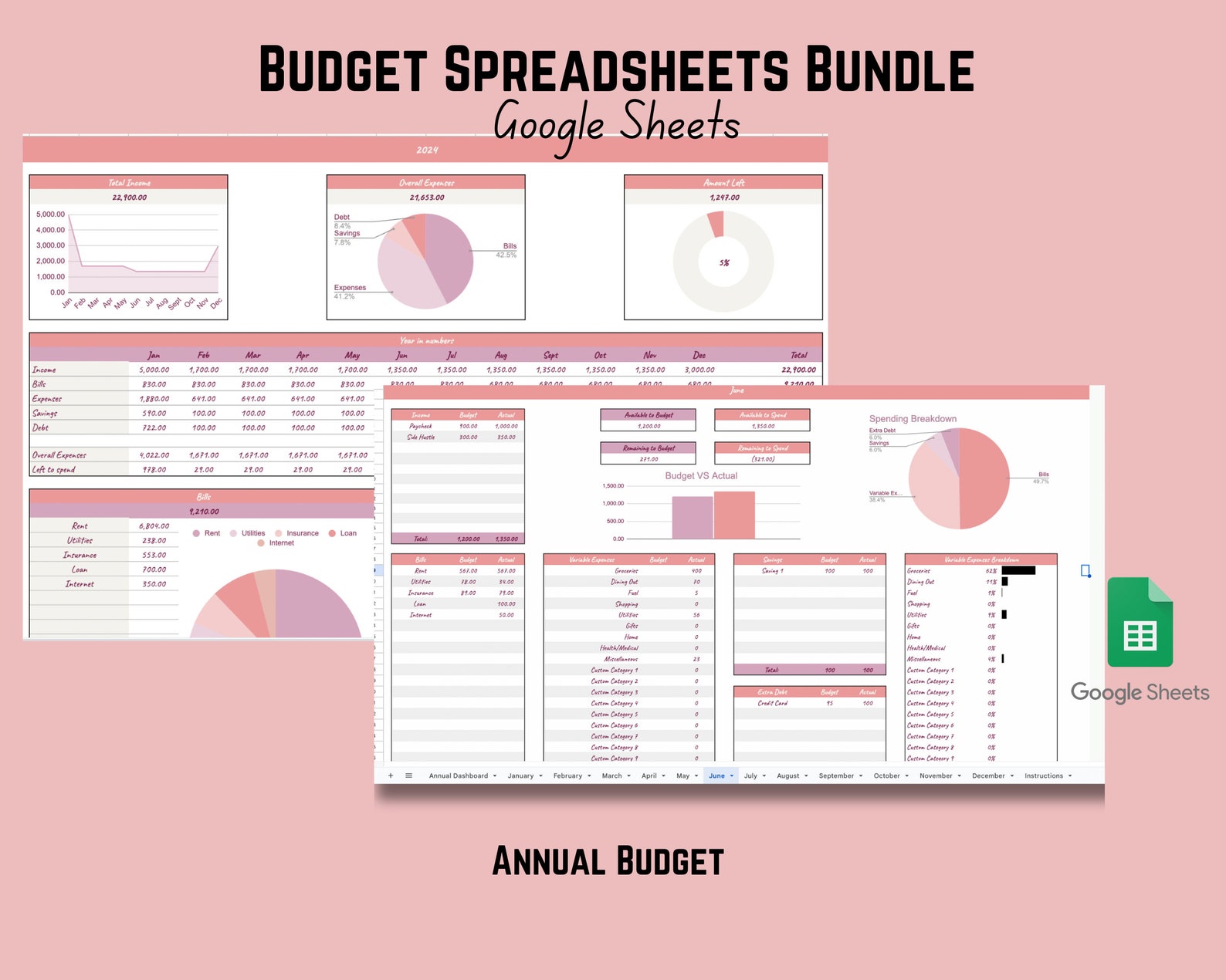 Personal Finances Template Google Sheets All in One Spreadsheets Annual ...