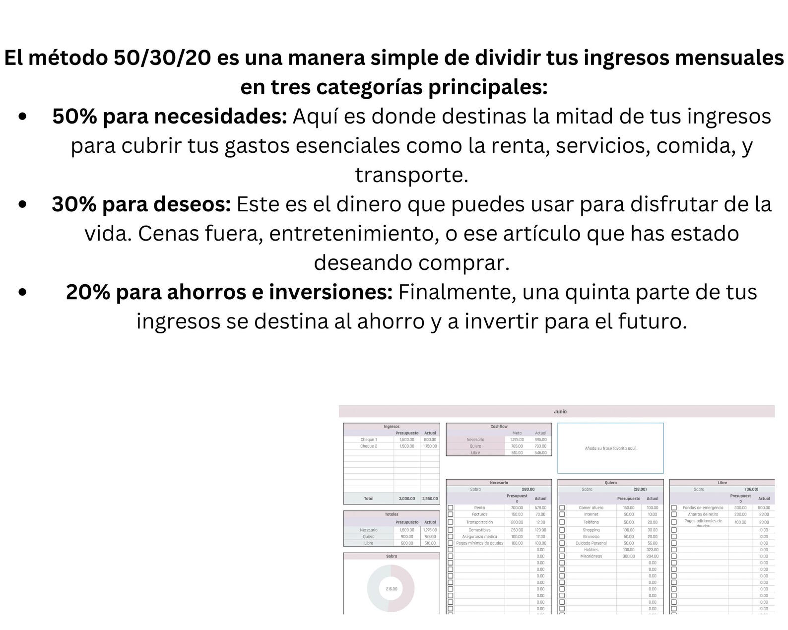 Plantillas De Presupuesto Español 50 30 20 Anual Y Mensual Google Sheets Hojas De Cálculo De ...