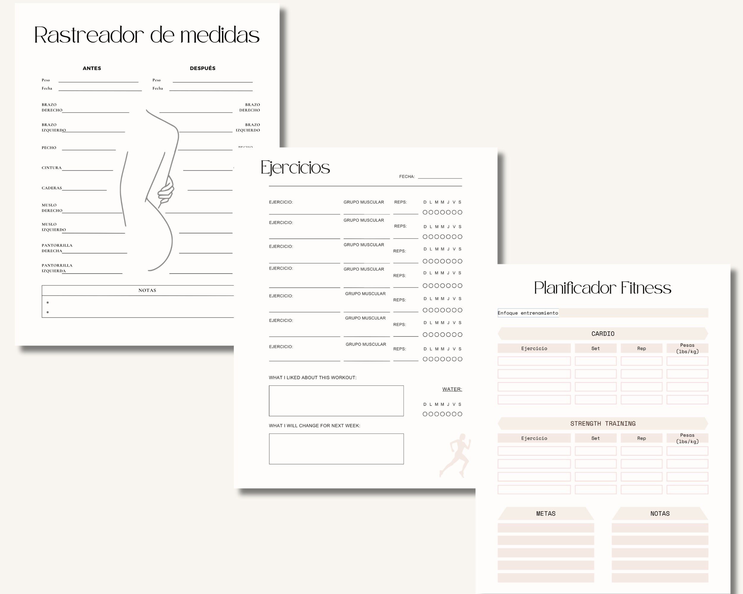 Planificador Rutinas Ejercicios Planificador De Bajar Peso Planeador De ...
