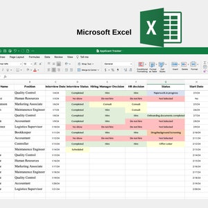 Spreadsheet to Track Applicants Recruitment Tracker Sheet for Human ...