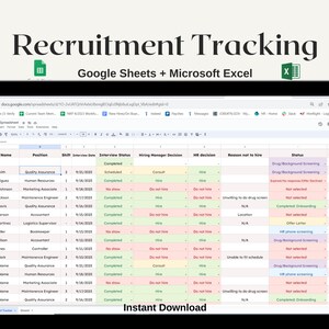 Spreadsheet to Track Applicants Recruitment Tracker Sheet for Human ...