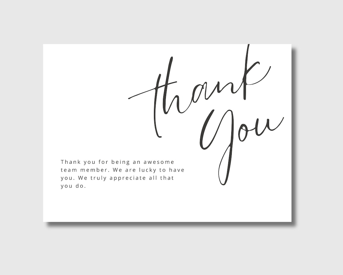 Employee Recognition Card Digital Thank You Card Printable Appreciation Employee Team Member ...