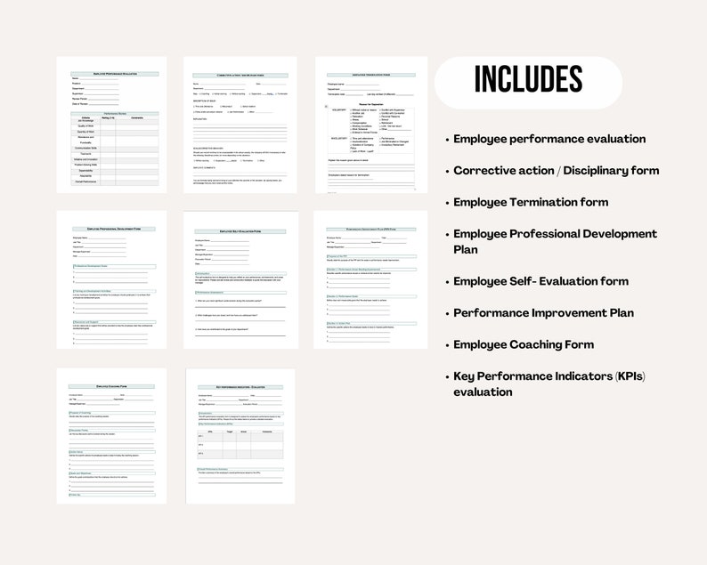 Employee Performance Forms HR Bundle Employee Review Disciplinary ...