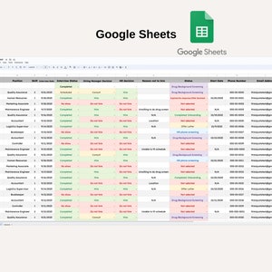 Spreadsheet to Track Applicants Recruitment Tracker Sheet for Human ...