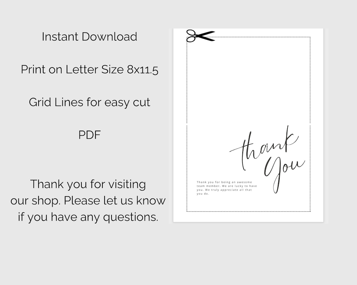 Employee Recognition Card Digital Thank You Card Printable Appreciation ...