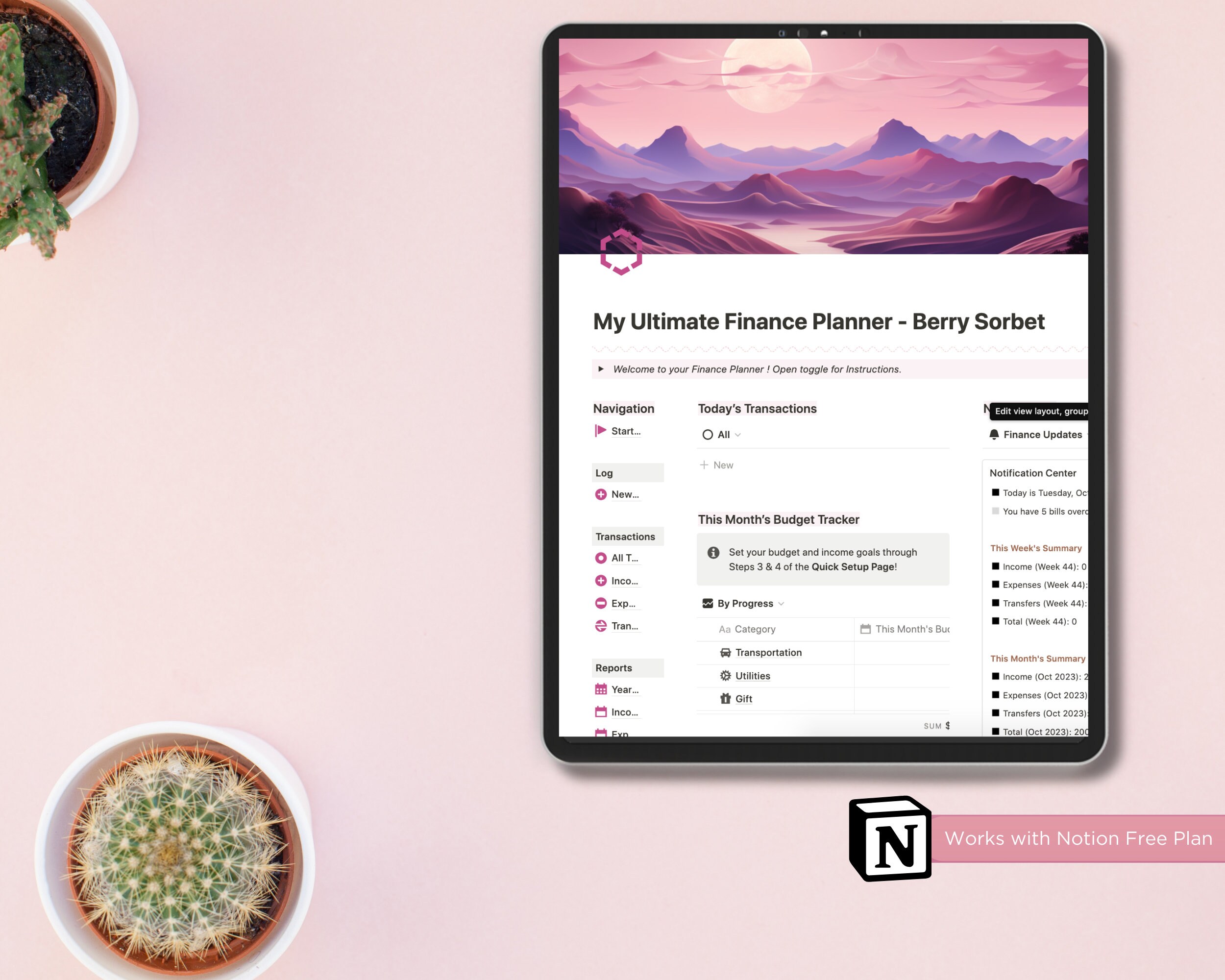 Notion Finance Planner Notion Template Budget Notion Business Template ...