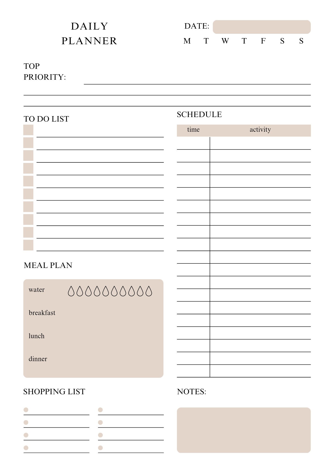 Daily Planner Digital Product Printable - Etsy